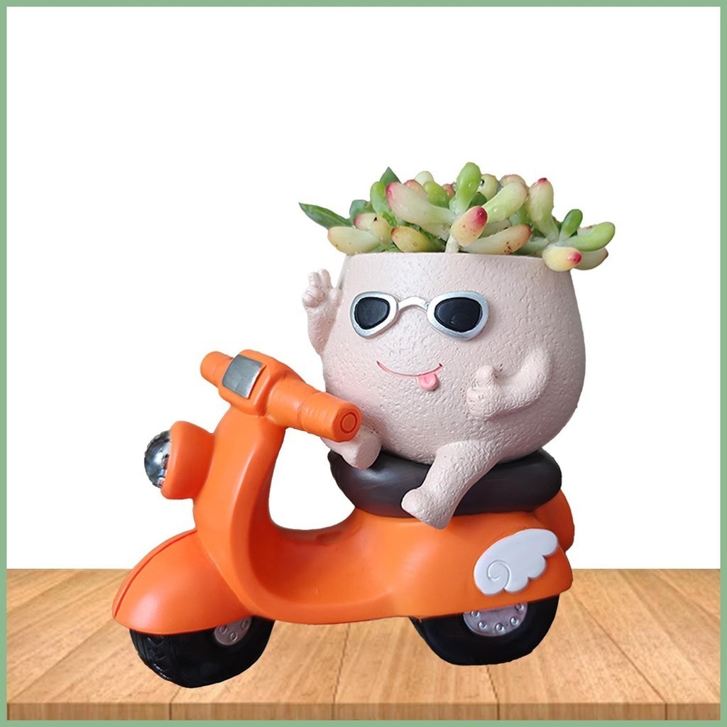 Cool Small Flower Pot Ventilation Small Face Planter Pot Statue Riding ...
