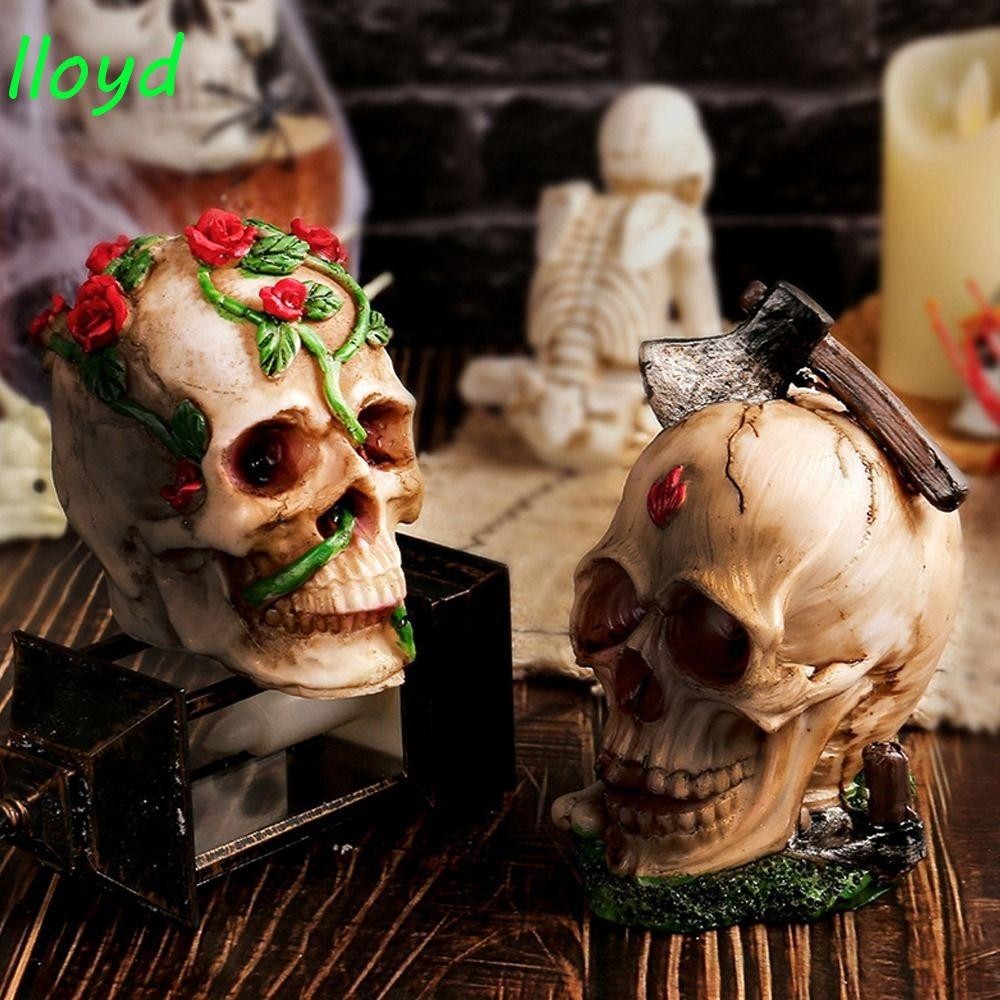LLOYD Halloween Skeleton Head Statue, Funny Scary Miniature Skull Heads ...