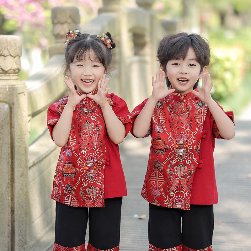 2pcs Baby Boys Girls Cheongsam Hanfu Sets Chinese New Year Clothes ...