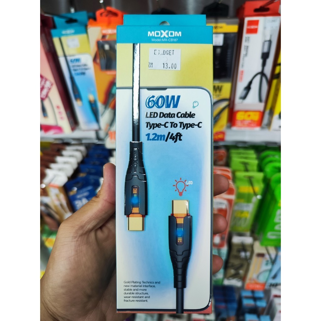 Moxom MX-CB187 PD Type-C to Type-C 60W LED Data Cable 1.2 Meter ...