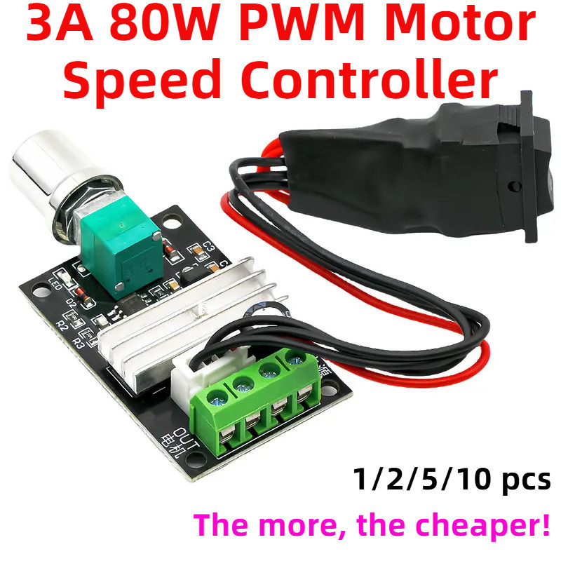1/2/5pcs DC 6V 12V 24V 28V 3A 80W PWM Motor Speed Controller Regulator 1203B Speed Adjustable ...