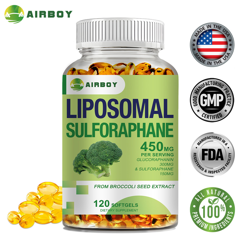 450MG Sulforaphane Supplement, Liposomal Sulforaphane with Myrosinase ...