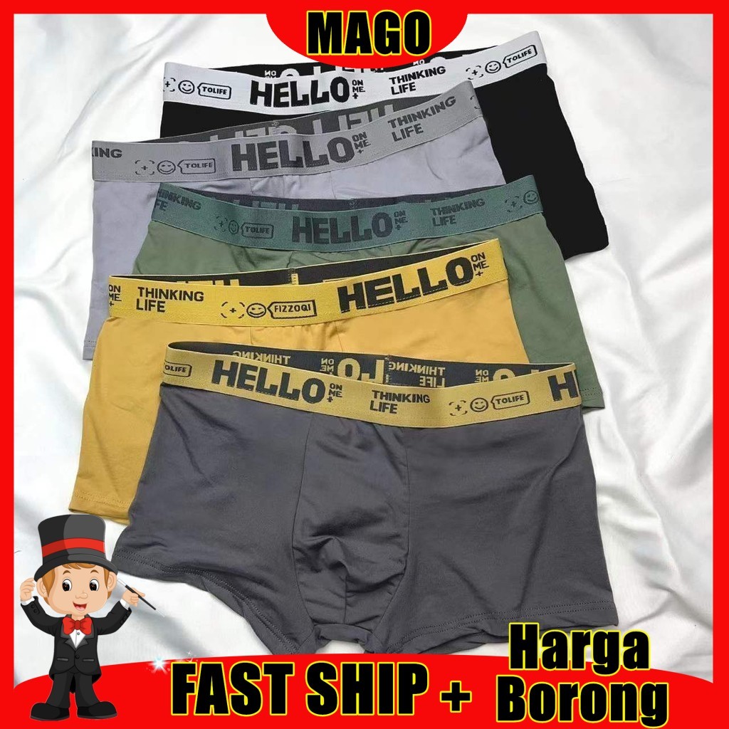 Mago * L-4XL* HELLO Underwear Men Boxer Man Seluar Dalam Lelaki 内裤四角裤男 ...