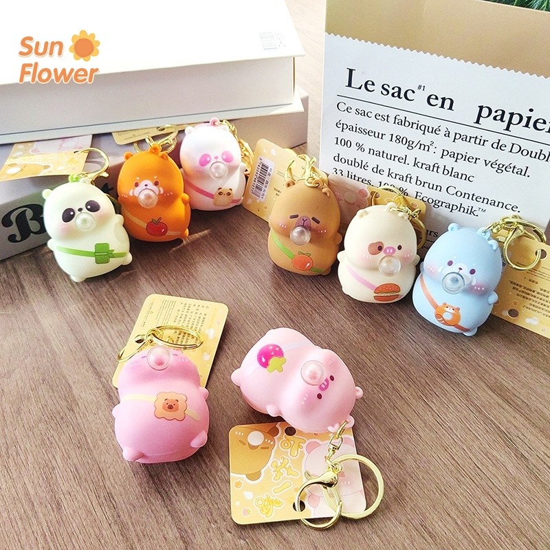 Capybara Blowing Bubble Keychain Cute Cartoon Keyrings Gift Supplies ...