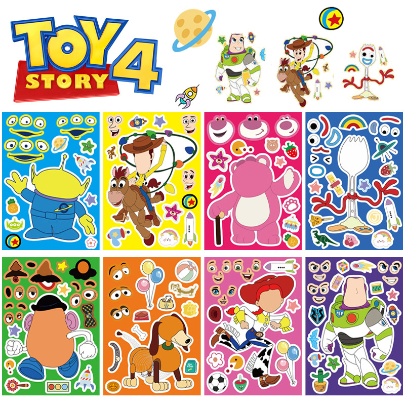 6/8pcs Disney Animated "Toy Story 4" Puzzle Stickers for Children DIY ...