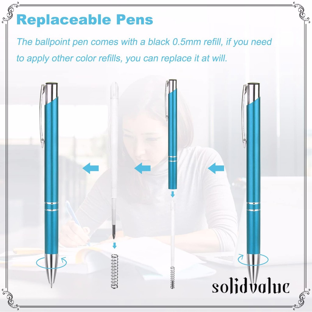 10Pcs Press Ballpoint Pen Signature Prop Metal School Stationery ...