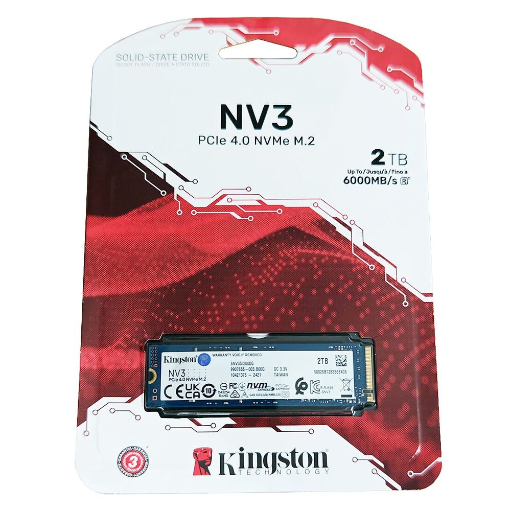 Kingston NV3 2TB Gen4 NVMe M.2 2280 SSD (SNV3S/2000G) - R:6000MB/s, W ...