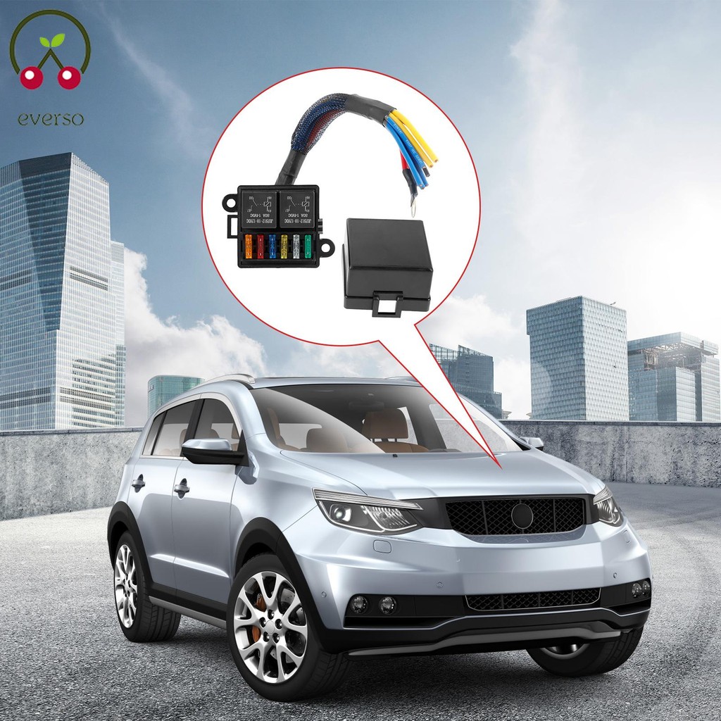 Pre-Wired Fuse Relay Box with 2Pcs 4 Pin 80A Relays and 6 ATC/ATO Fuses ...