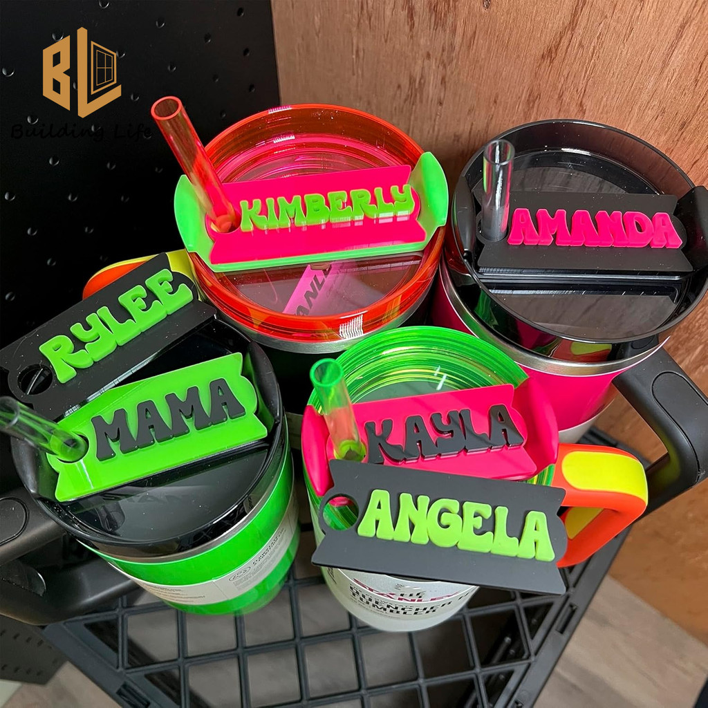 Retro Font Neon Personalized Tumbler Name Plate Cup Name Plate for Lid ...