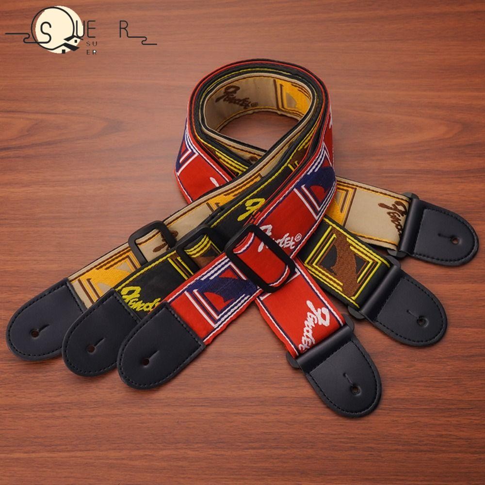SUEREN Electric Guitar Shoulder Belt, Leather Ends Embroidery Pattern ...