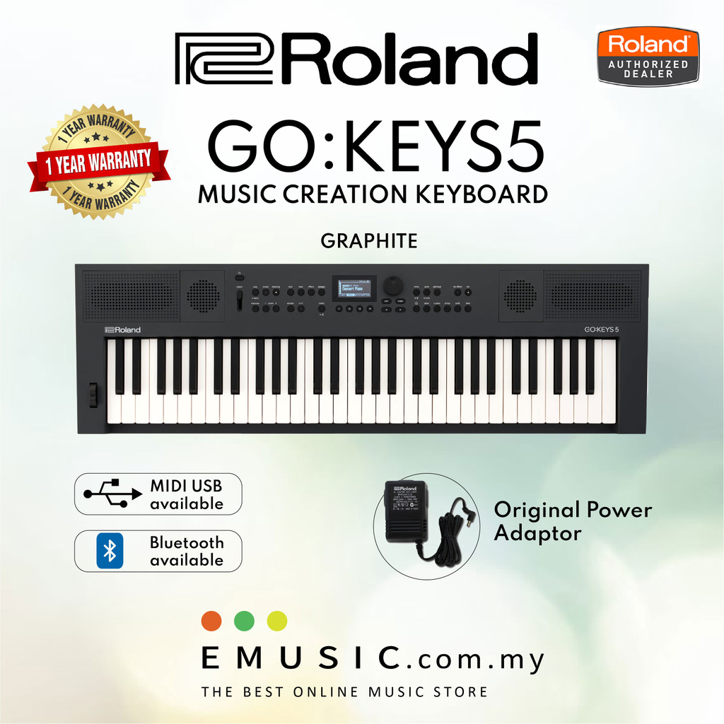 Roland GO:KEYS5-GT Graphite Music Creation 61 Keys Keyboard (GO KEYS GO ...
