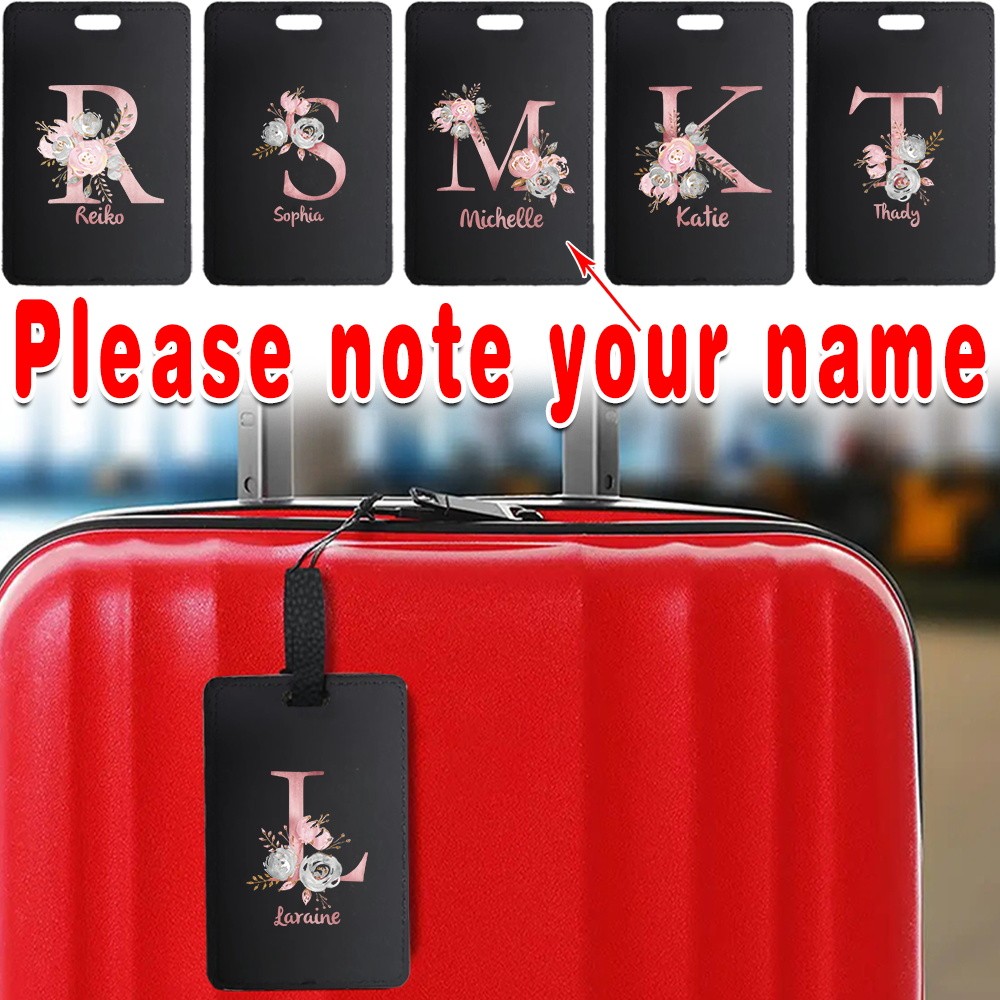 Customized Name PU Suitcase Luggage Tag Travel Baggage Tag Label ...