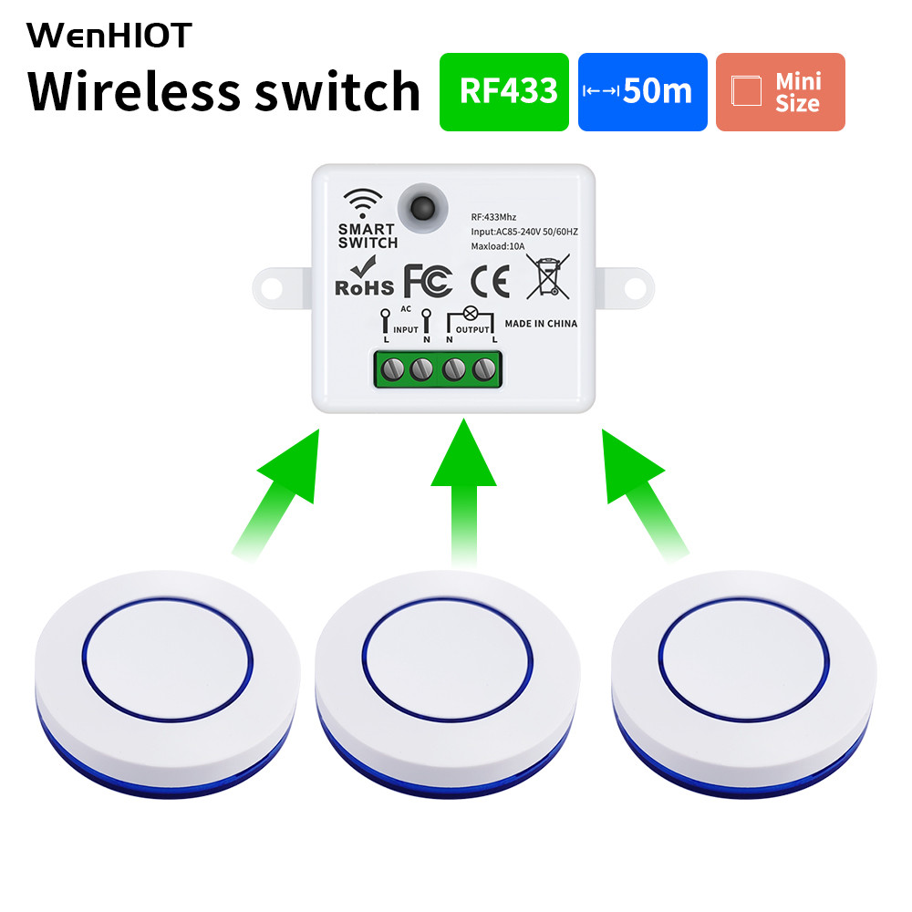 Wireless Switch Remote Control Switch 433MHz Rf Push Button Switch AC ...