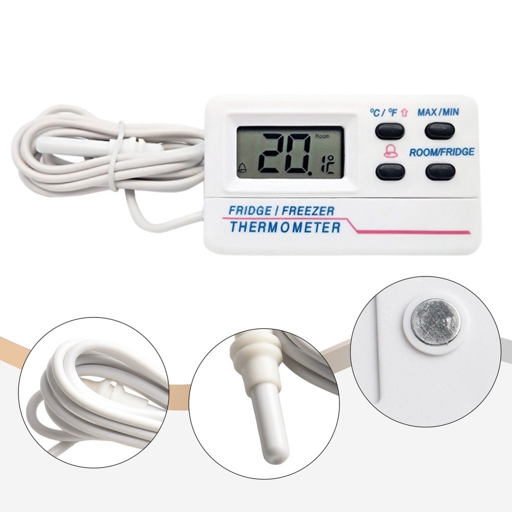 Digital Fridge Thermometer Easy-to-Read Display Accurate Temperature ...