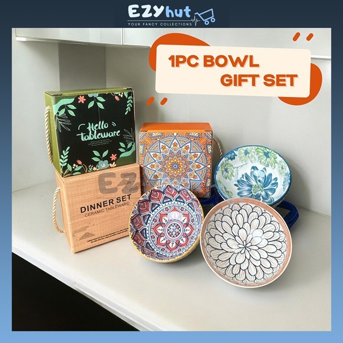 Single Bowl Gift Box Bowl Porcelain Bowl Ceramic Bowl Plate Set Mangkuk ...