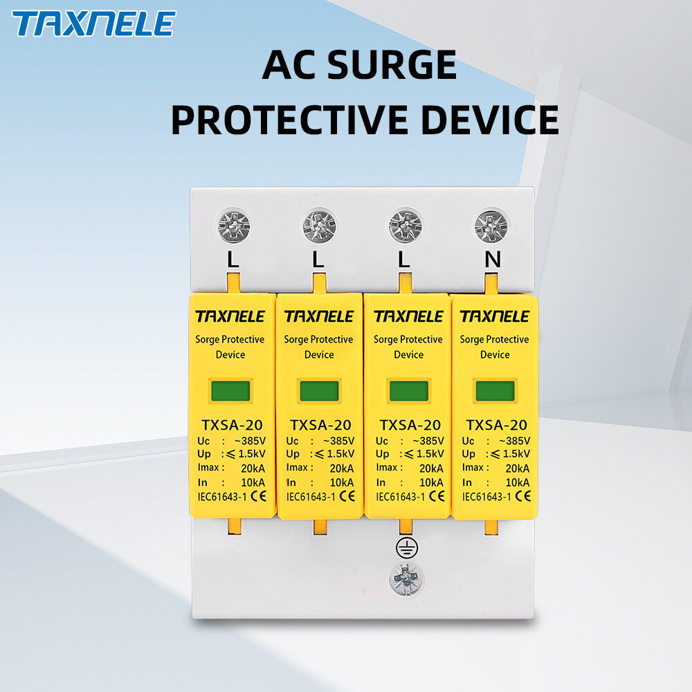 AC SPD 4P 275V 385V 420V 40KA 60KA House Lightning Surge Protector ...