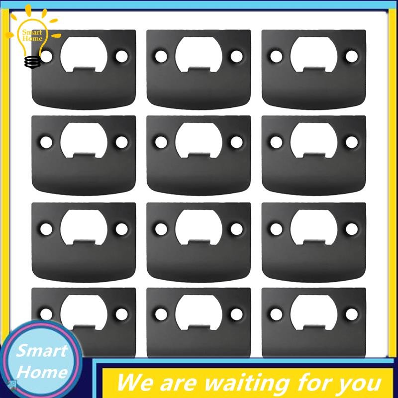 [Hmou] 12 PCS Door Strike Plate, Black Deadbolt Strike Plate, Stainless ...