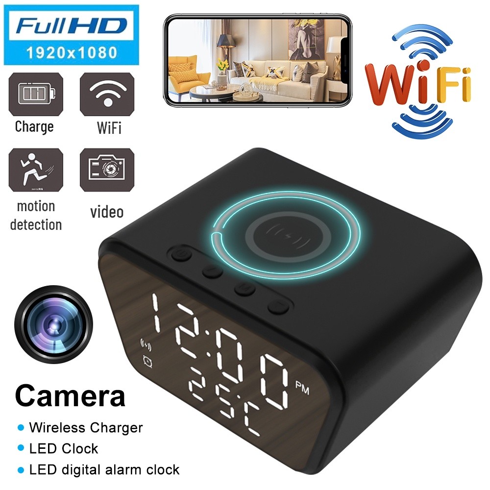 HD 1080P Clock WiFi Camera Mini IP P2P Surveillance Infrared Night ...