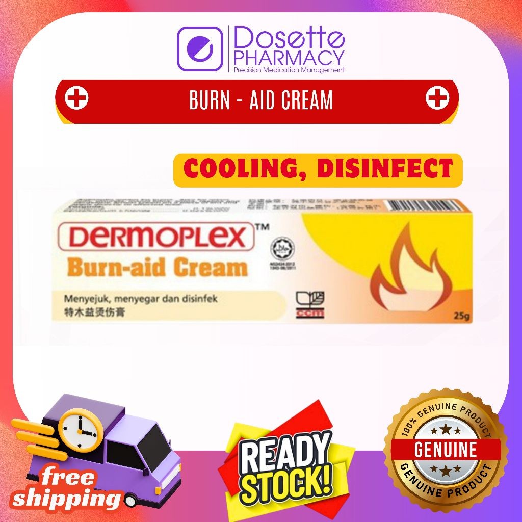 DERMOPLEX BURN-AID CREAM 25G | COOLING & DISINFECTANT | SUITABLE FOR ...