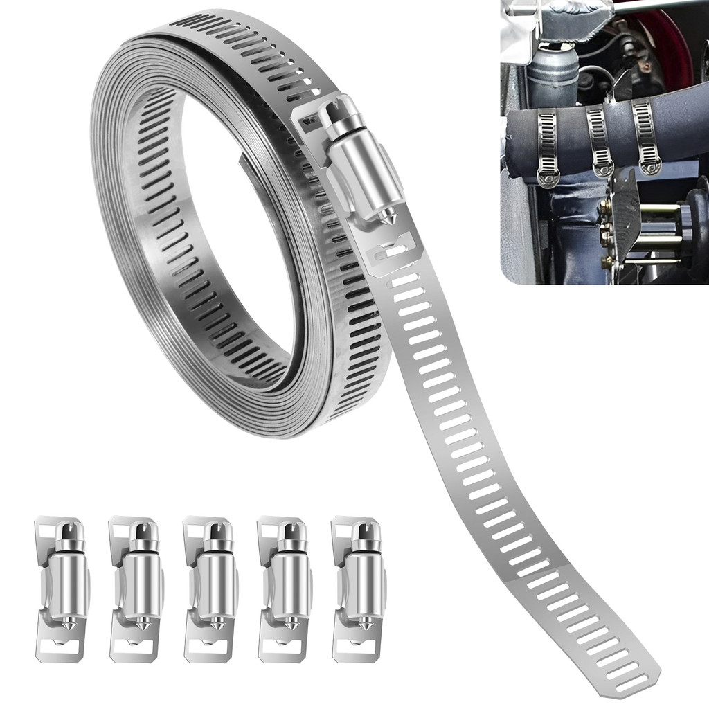 Hose Clamp with 6 Fasteners Adjustable Pipe Tube Clamp Stainless Steel ...