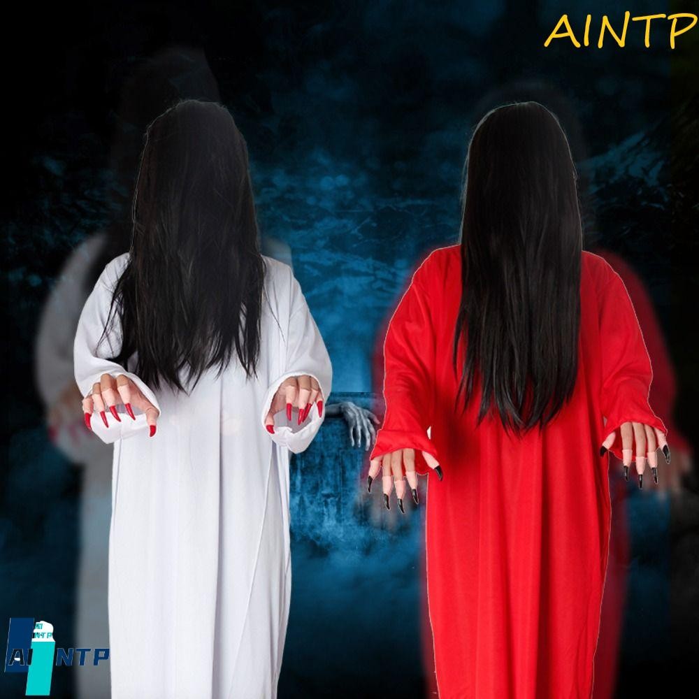 AINTP Female Ghost Costume, White Red Sadako Halloween Costumes, Funny ...
