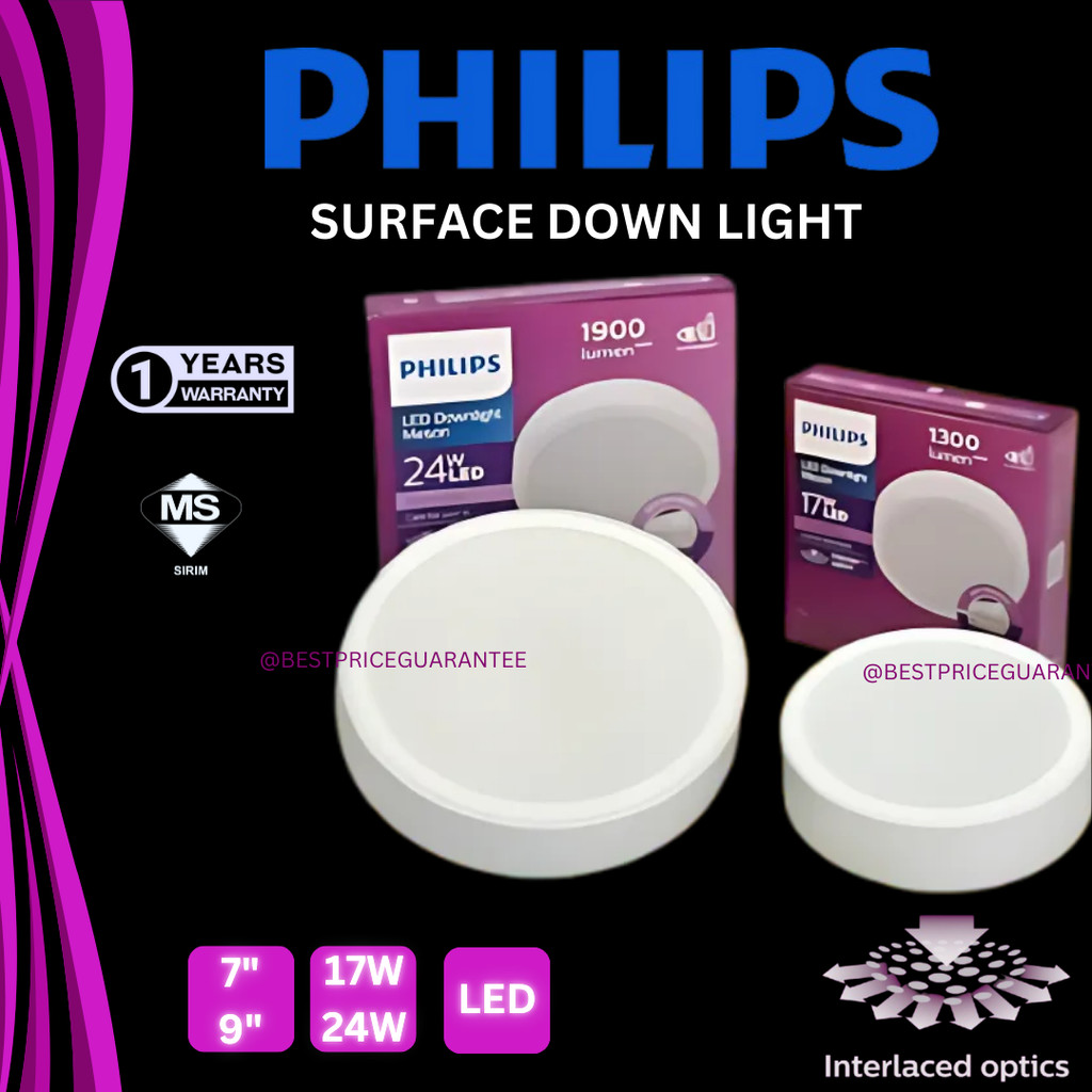 PHILIPS Meson LED Surface Downlight 7" 9" 17w 24w LED Surface Philips ...