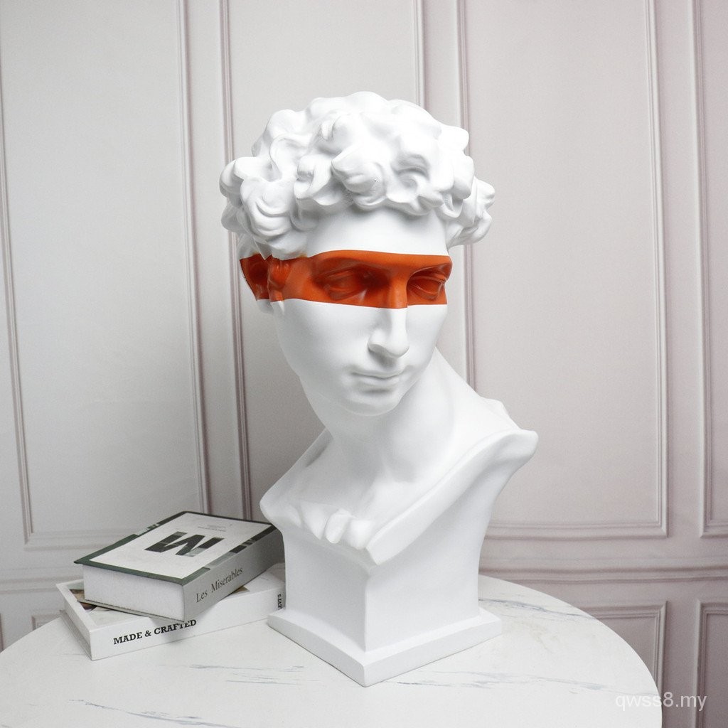 Potret warna biru sederhana moden, alat letak barang seni arca, hiasan ...