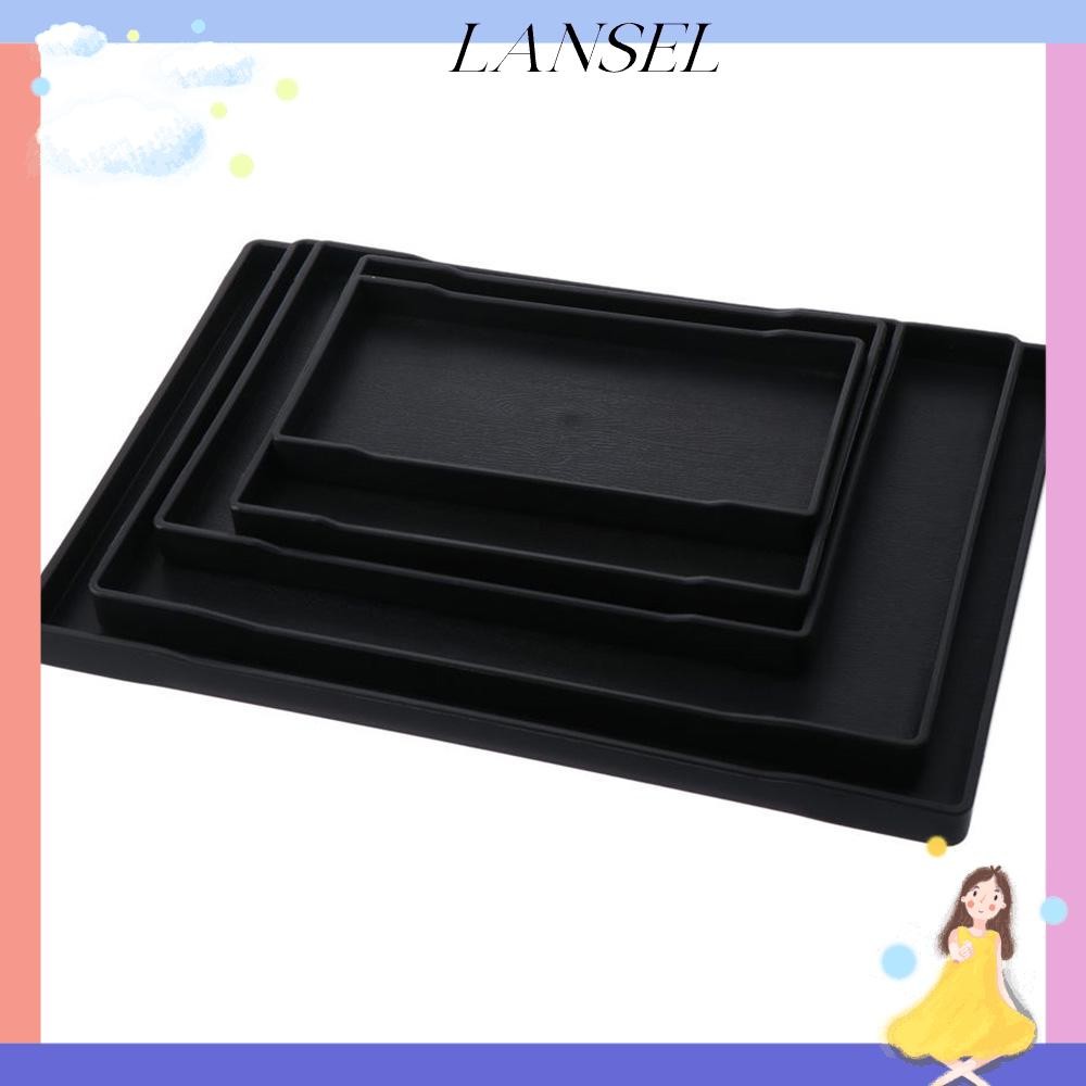 LA 1 Pcs Serving Trays, Rectangle Black Large Plastic Tray, Multi ...