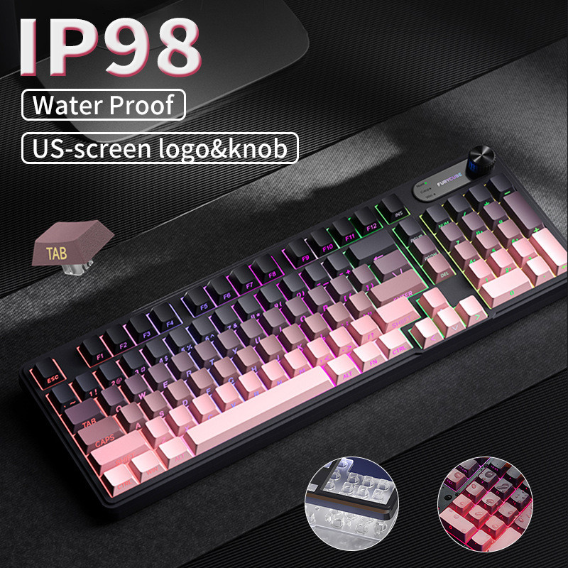FURYCUBE IP98 Wireless Bluetooth Keyboard Mechanical Feel Waterproof ...