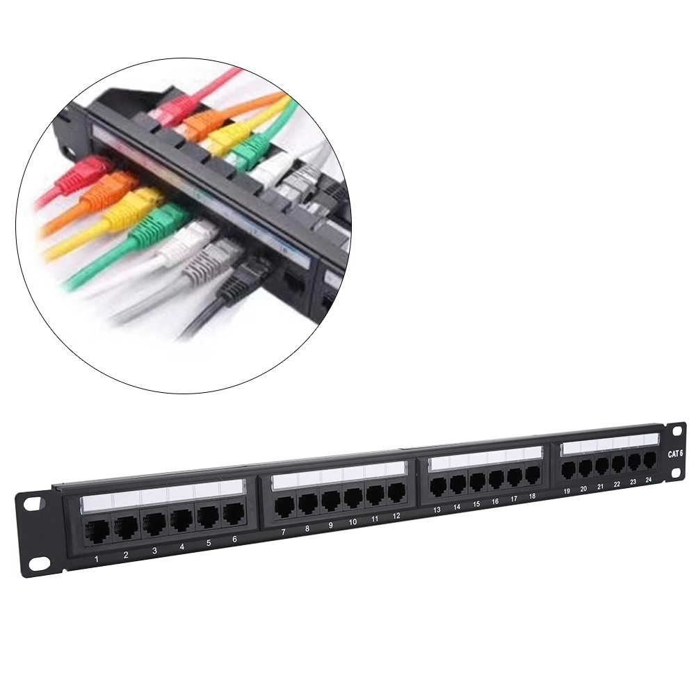 honglai8-my 24 Port CAT6 Ethernet Patch Panel 19 Rack Mount Distributor ...