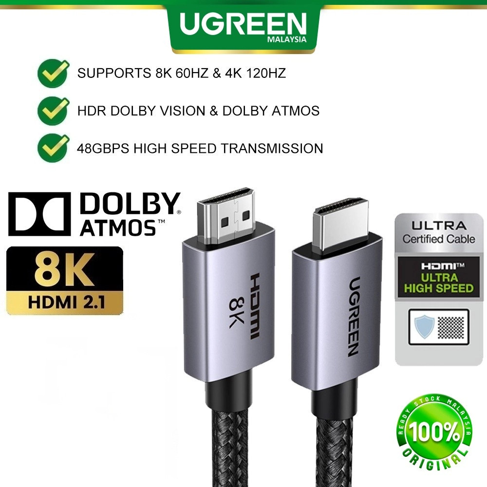 UGREEN HDMI to HDMI Certified 2.1 Cable HDR Vision Dolby Atmos EARC ...