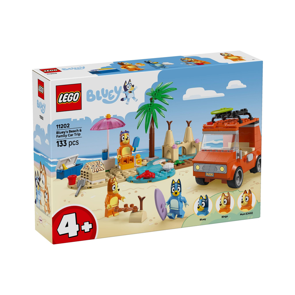 LEGO 11202 Bluey Bluey's Beach & Family Car Trip Building Toy Set (133 ...