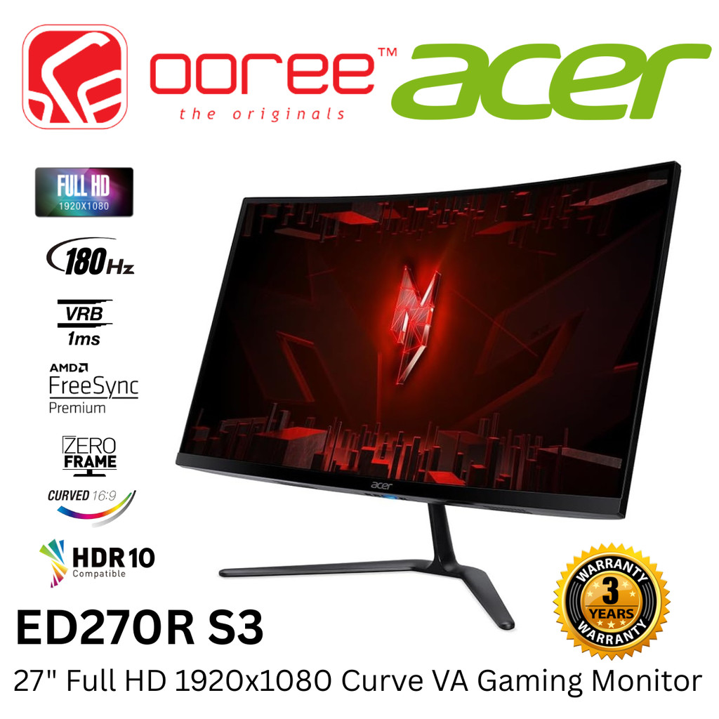 ACER 27" NITRO ED270RS3 ED270R S3 / ED270X0 FHD (1920x1080P@180HZ) LED ...