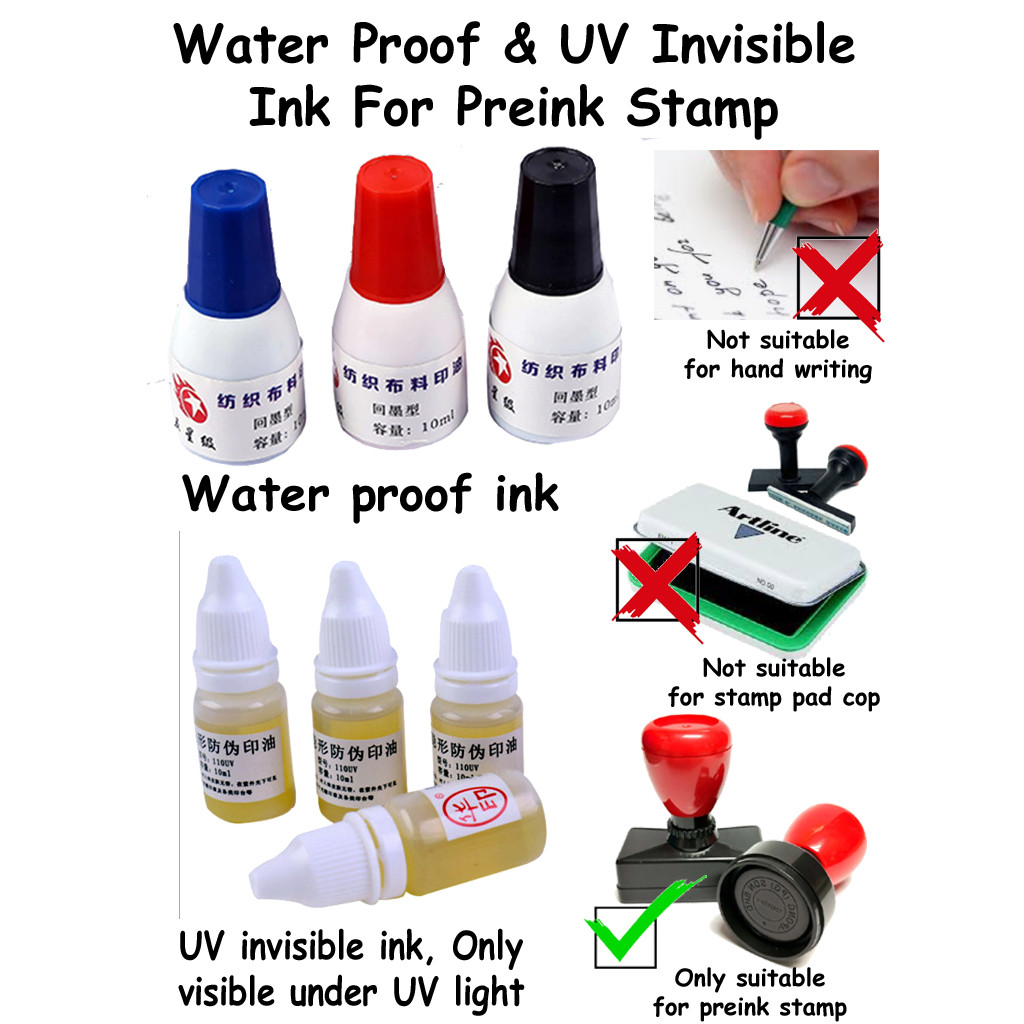 Water Proof & UV Invisible Ink (For Pre Ink Rubber Stamp) | Shopee Malaysia