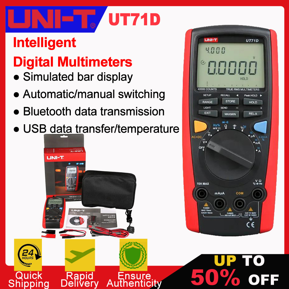 UNI-T UT71D Smart Multimeter Intelligent True RMS Digital Volt Amp Ohm ...