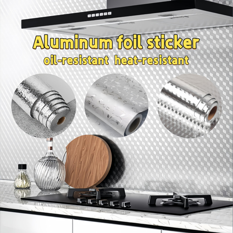 10M Kitchen Wallpaper Thickened Oil-Proof Aluminium Foil Wallpaper ...