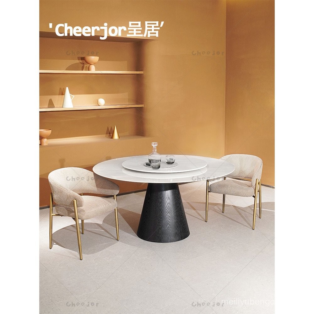 Chengju 丨 Solid Wood Medieval Style Jazz White Round Dining Table with ...