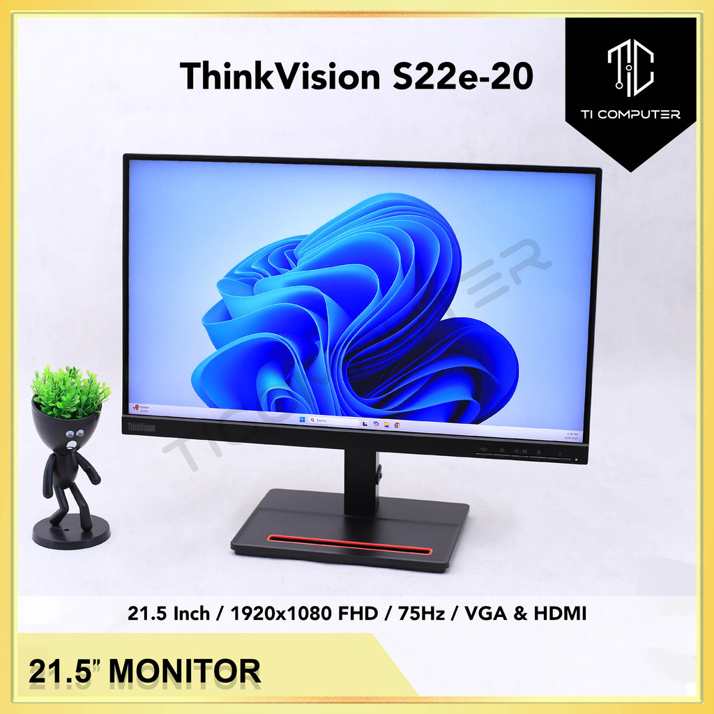 Lenovo ThinkVision S22e-20 21.5 Inch Near-Edgeless 75Hz Widescreen VA ...