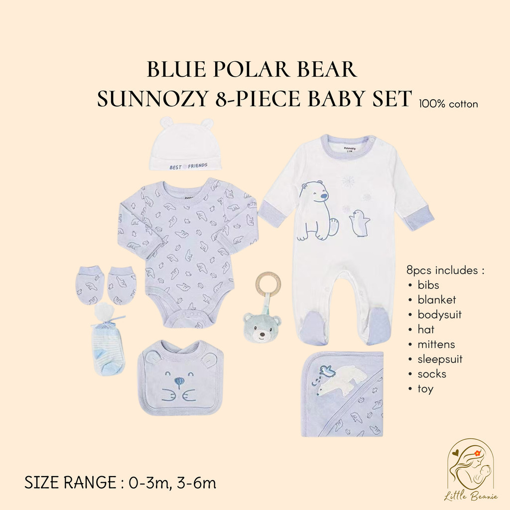 LittleBeanie BLUE POLAR BEAR SUNNOZY 8-PIECE BABY SET | Shopee Malaysia