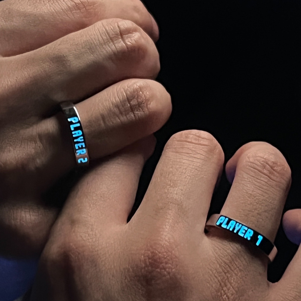 Day Night Ring Lovers jewelry Men and Women Love Game Fluorescent Ring ...