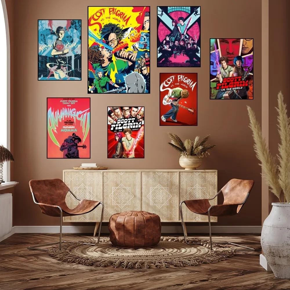 Poster Filem Vintage Scott Pilgrim Vs The World - Cetakan Seni Dinding ...