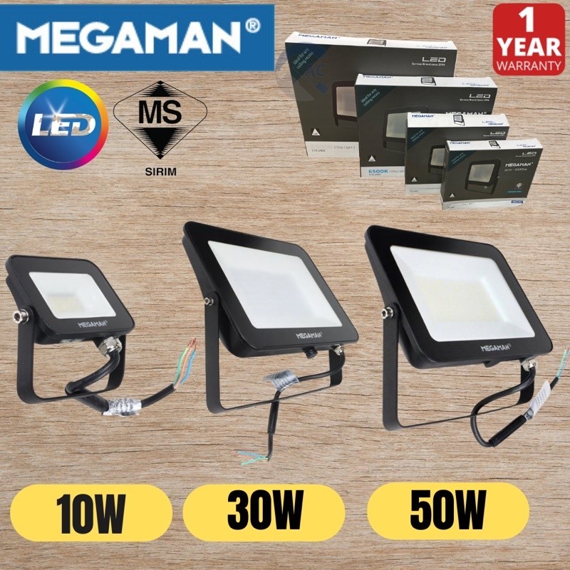 [1 YEAR WARRANTY] MEGAMAN LED FLOODLIGHT 10W/30W/50W/100W/150W LAMPU ...