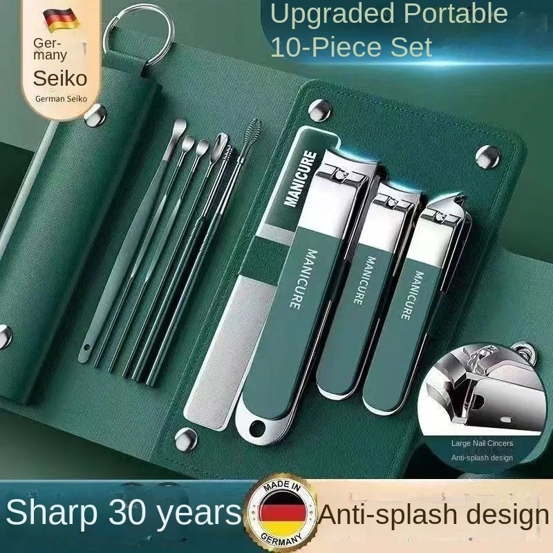10 in 1 German nail clipper ear pick set anti splash foot trimming ...
