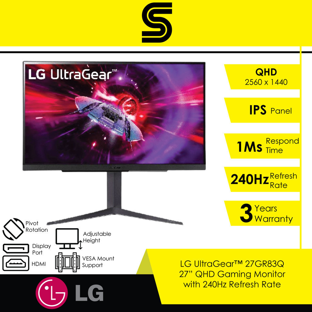 LG 27GR83Q UltraGear™ QHD Gaming Monitor with 240Hz Refresh Rate ...