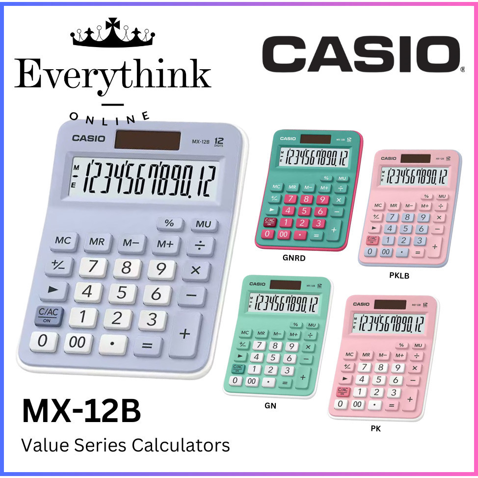 CASIO MX-12B MINI DESK TYPE PRACTICAL CALCULATOR WITH 12 DIGITS, EXTRA ...