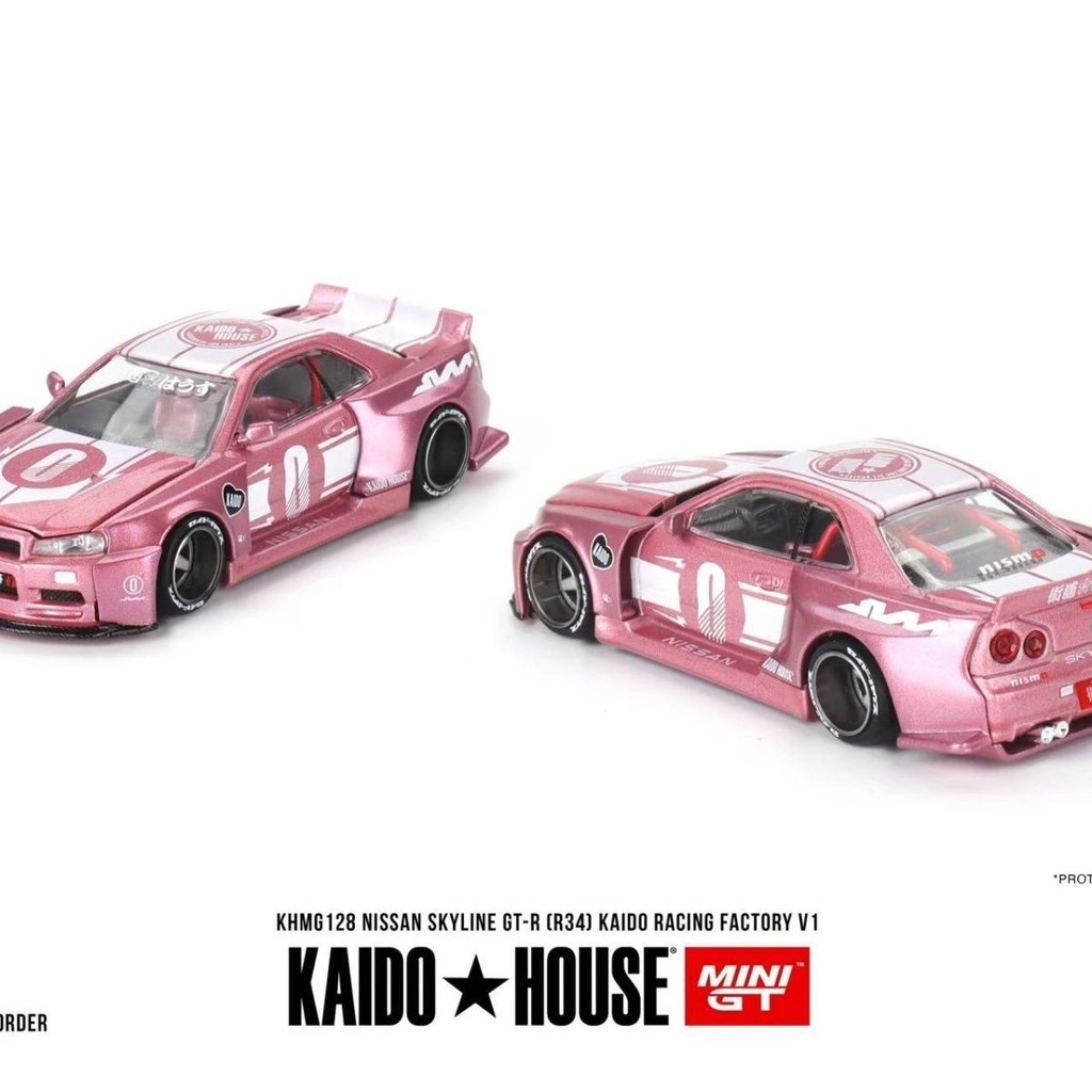 [Haoyang] Kaido 128 1: 64 MINIGT Nissan GTR R34 Pink Wide Body Version ...