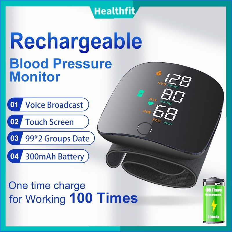 【Malaysia Stock】Rechargeable Wrist Blood Pressure Monitor High BP Test ...
