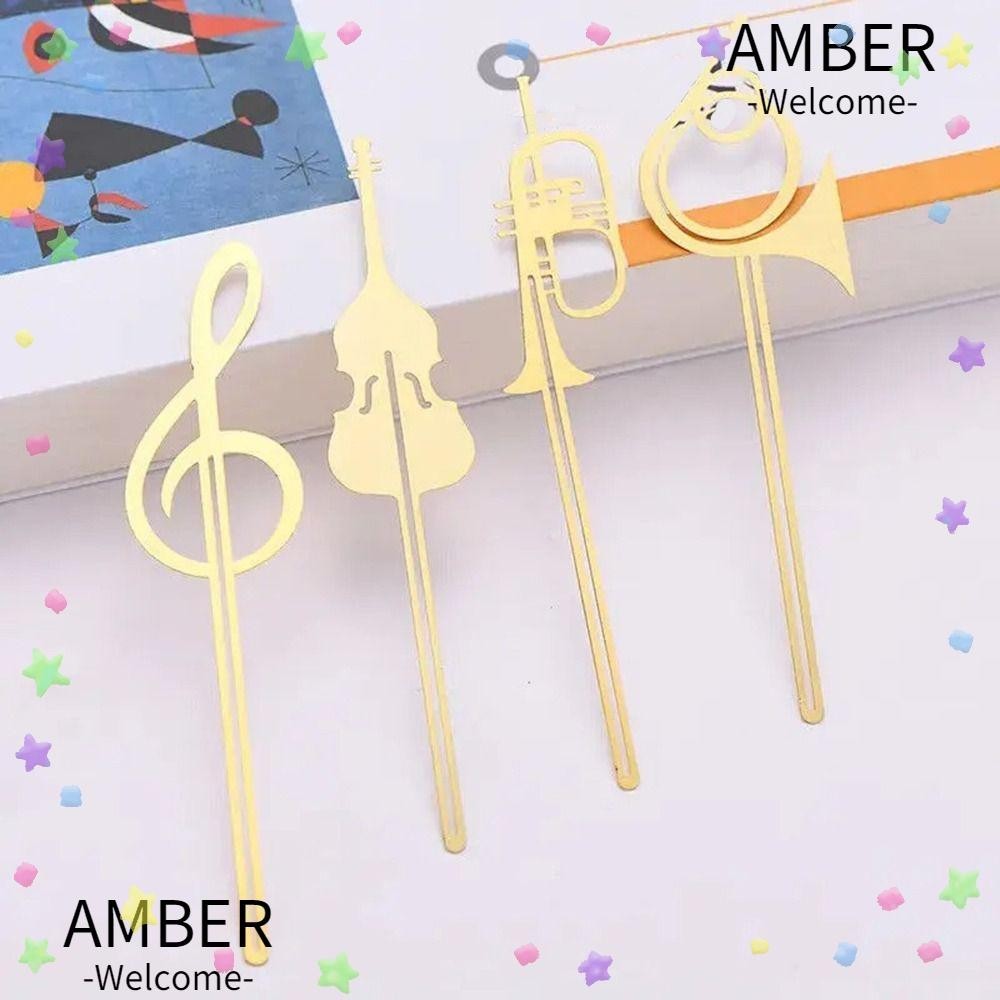 AMBER1 Musical Instruments Bookmark, Gold Musical Note Metal Meta Book ...