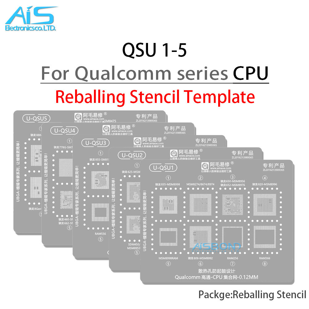 U-QSU1-5 BGA Reballing Stencil For Qualcomm series CPU SM8350 SM8250 SM8475 SM7325 SM7125 SM7350 ...