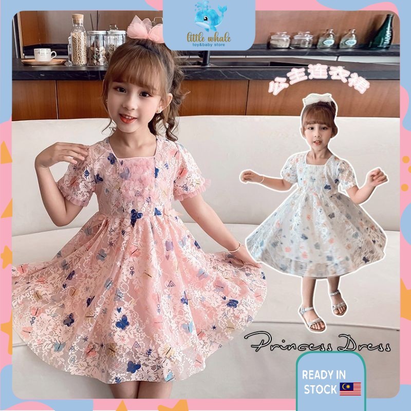 🐳1-9 Years Kids Dress Girl Dress Baby Girl Gaun Budak Perempuan Pink ...